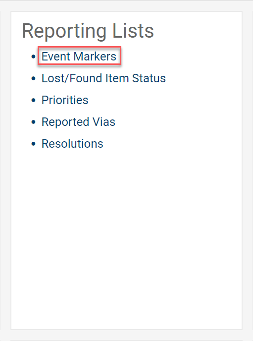 How to Set Up Event Markers (Reporting Lists)